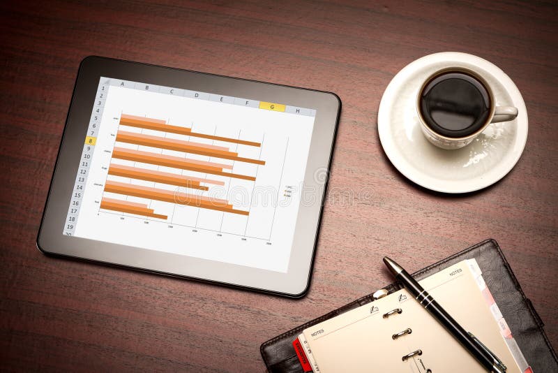 Digital Tablet Showing Charts and Diagram Stock Photo - Image of ...