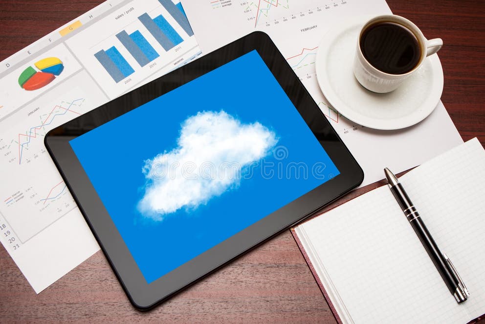 Digital Tablet Showing Cloud Stock Image - Image of research, data ...