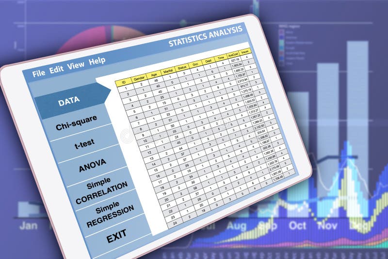 Digital Tablet Showing Statistic Method To Analyse Data from Tables ...