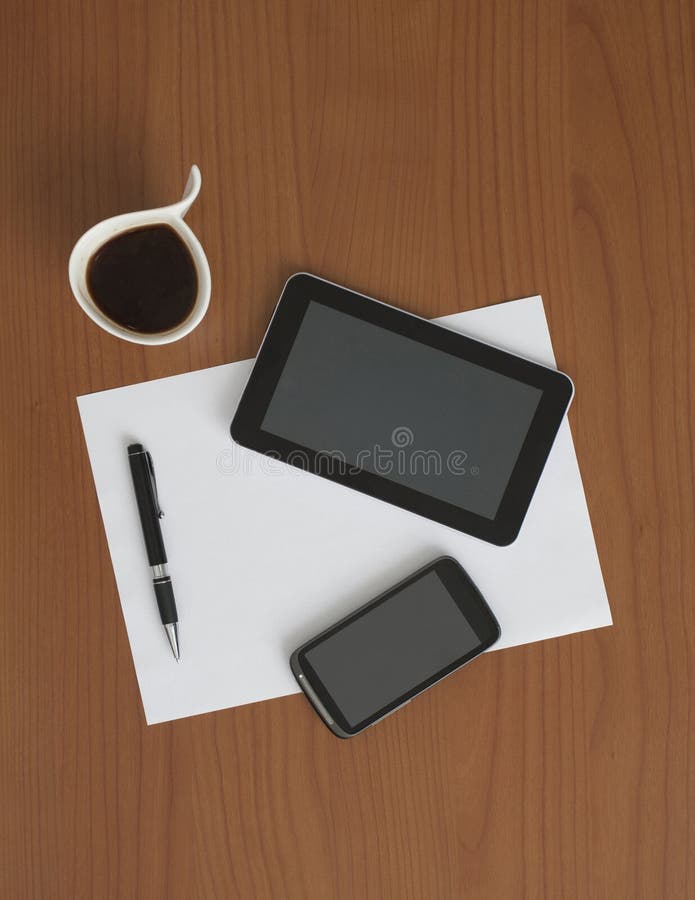 Digital Tablet & Smart Phone on the Table Stock Image - Image of tablet ...