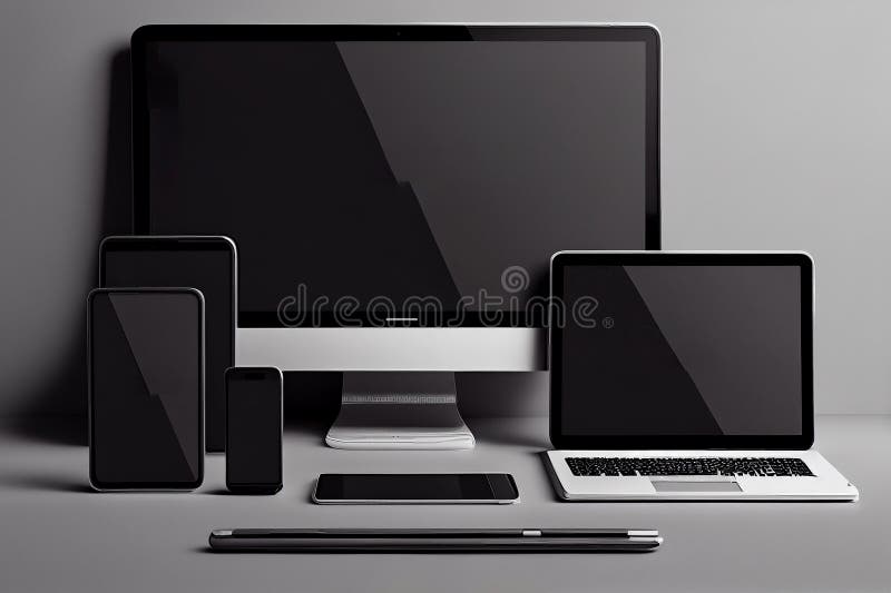 Digital Tablet and Smartphone and Computer with Blank Screen Stock ...