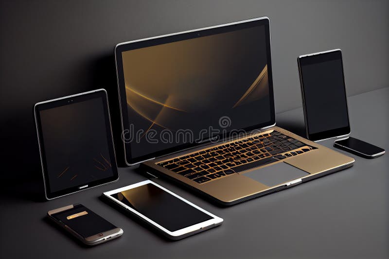 Digital Tablet and Smartphone and Computer with Blank Screen Stock ...