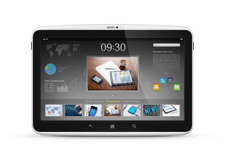 Digital Tablet with Start Screen Interface Stock Illustration ...