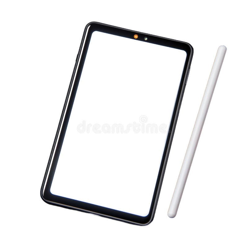 Digital Tablet and Stylus Pen on Transparent Background Stock Photo ...