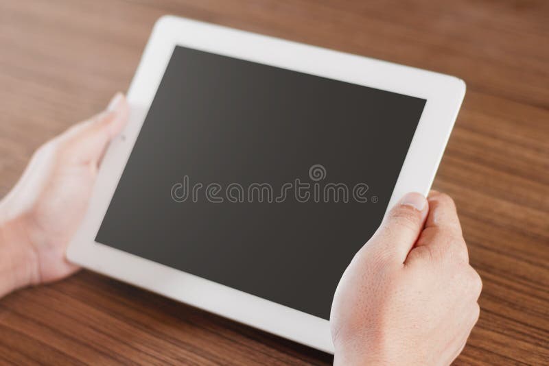 Digital Tablet Using on Table Stock Photo - Image of completing ...