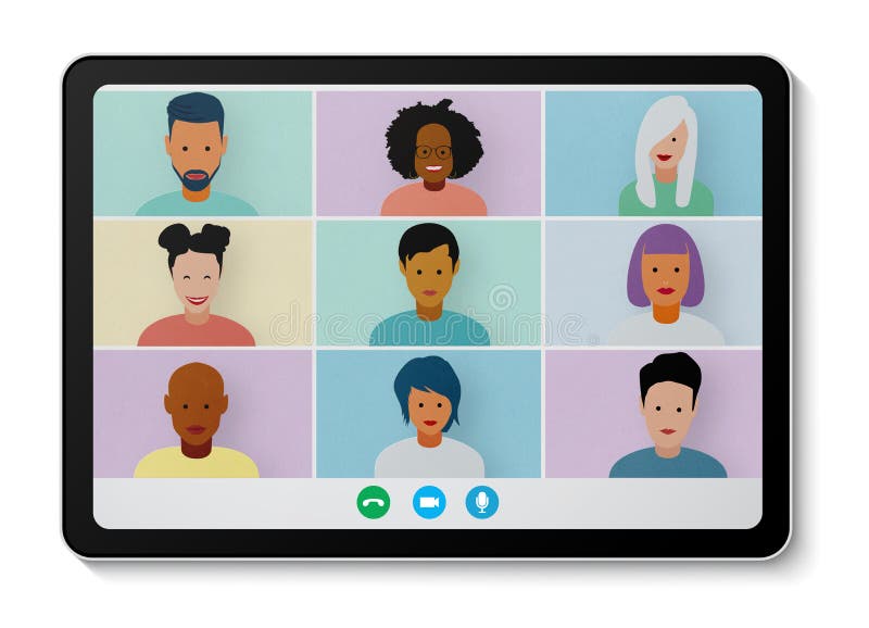 Digital tablet video call stock illustration. Illustration of ...