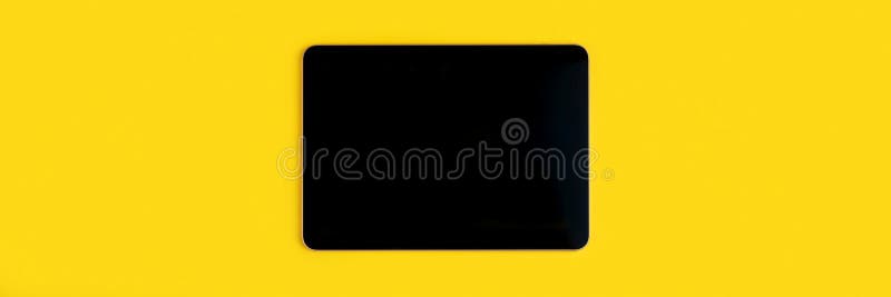 Digital Tablet on Yellow Background Banner Stock Image - Image of ...