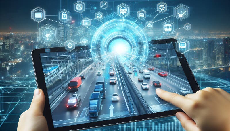 Smart City with Advanced Digital Tablets and Connectivity Stock ...