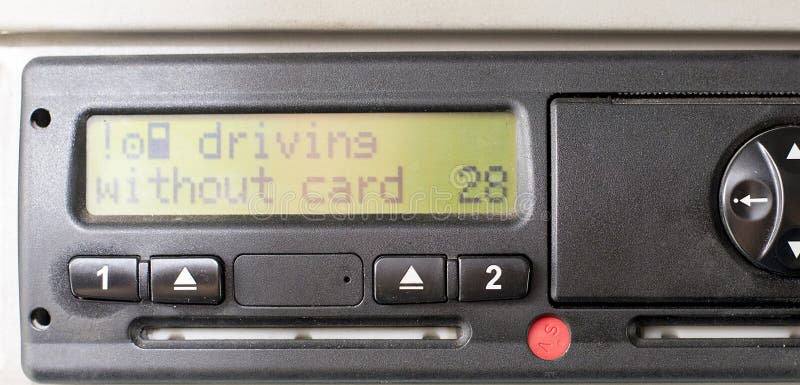 Digital Tachograph and a Hand Holding a Download Key Device with a ...