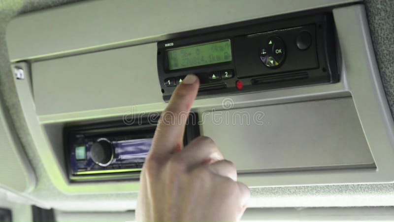 Digital Tachograph Driver Data Download, Reader Ejection Stock Video ...