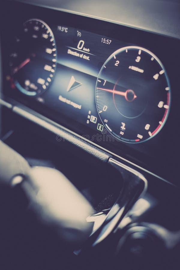 Digital Tachometer on a Modern Car Dashboard Stock Photo - Image of ...