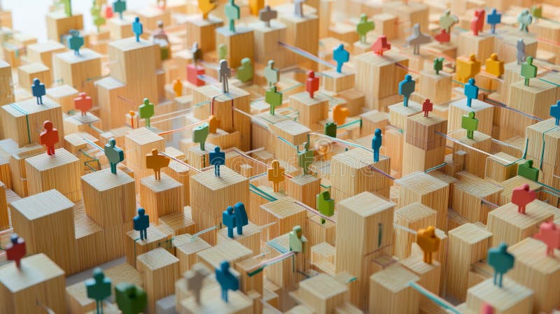 Digital Tapestry of Human Connection in a Vibrant Cityscape Stock ...