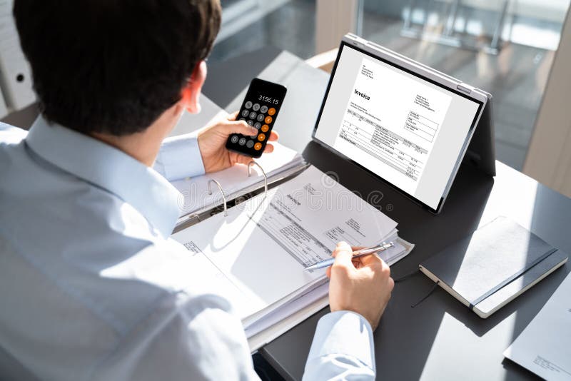 Digital Tax E Invoice Online Software Stock Photo - Image of male ...