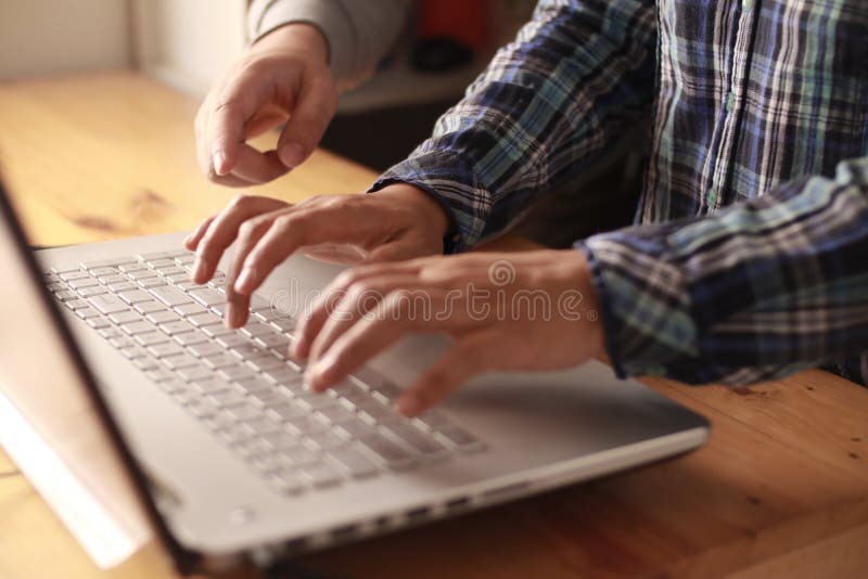 Digital Team Working on Computer Laptop, Two Programmer Doing Web ...