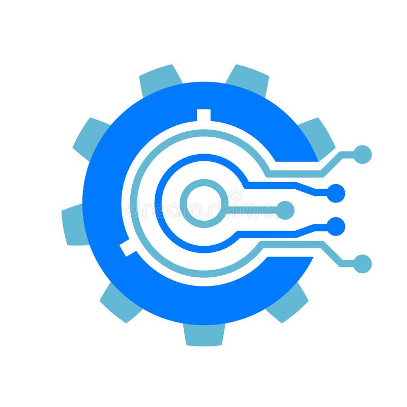 Digital tech gear logo stock vector. Illustration of graphic - 186372340