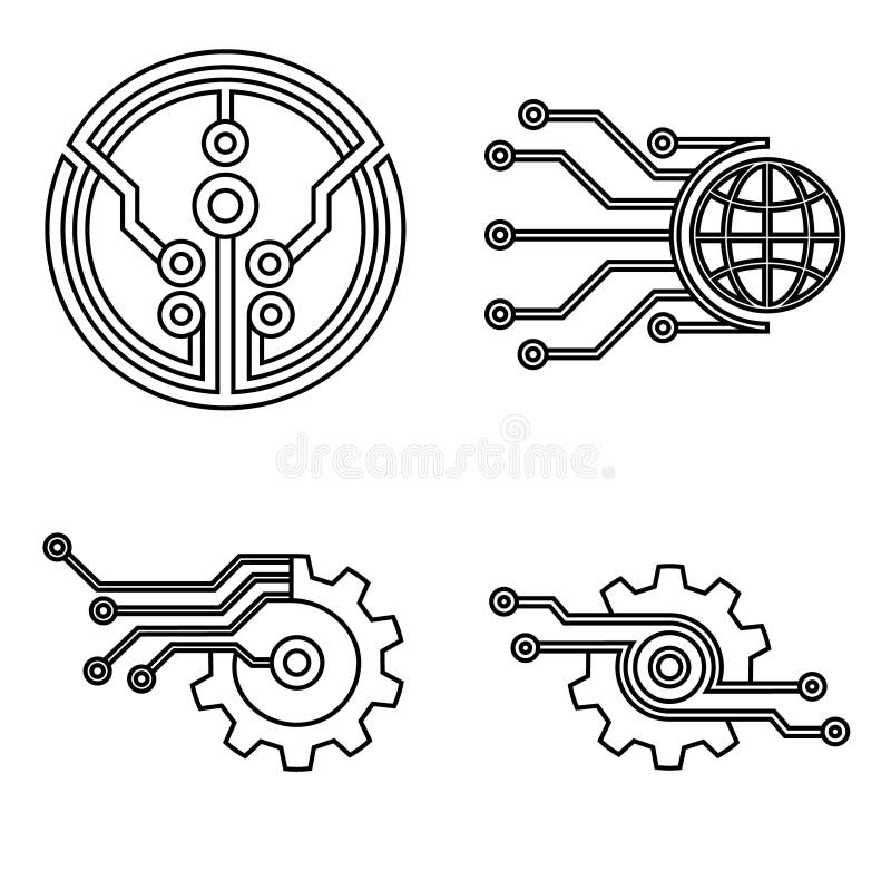 Digital Tech Icon Vector Set. Technologies Illustration Sign Collecion ...