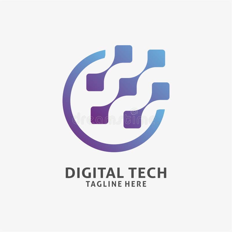 Digital tech logo design stock vector. Illustration of geometric ...