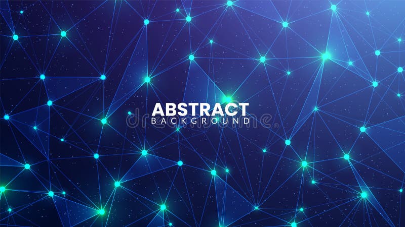 Digital Tech Network Connection with Abstract Mesh and Particles on a Dark Background. Plexus ...