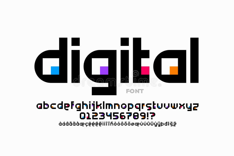 Digital Tech Style Font Design Stock Vector - Illustration of binary ...