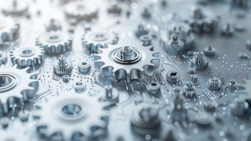 Digital Tech Transformation - Gray Gears and Technology Elements in ...