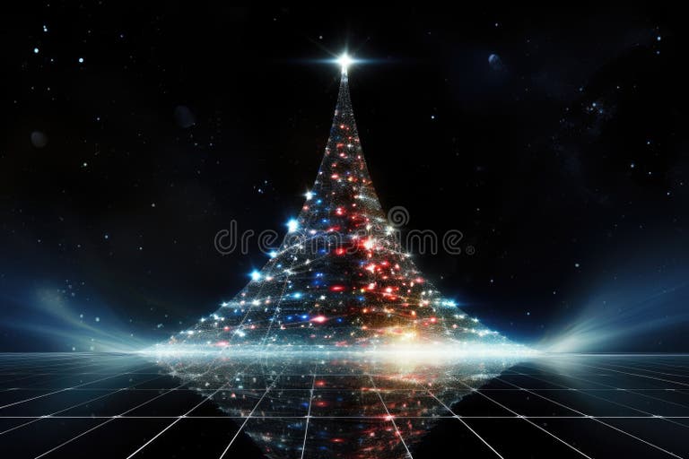 Digital Technical Christmas Tree Glowing AI Generated Stock Photo ...