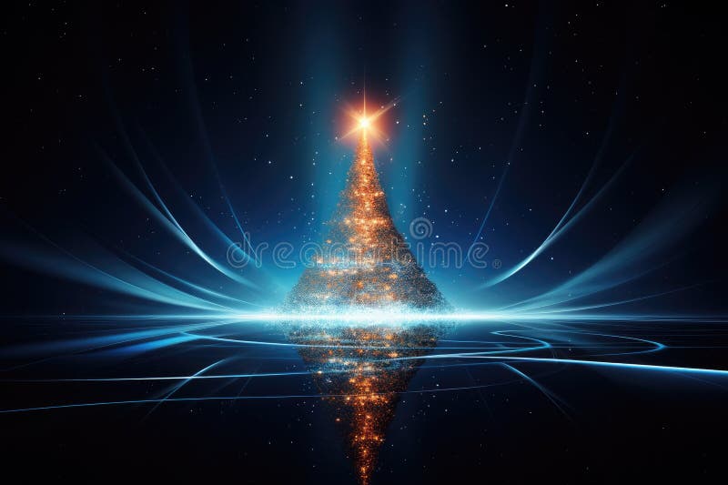 Digital Technical Christmas Tree Glowing AI Generated Stock ...