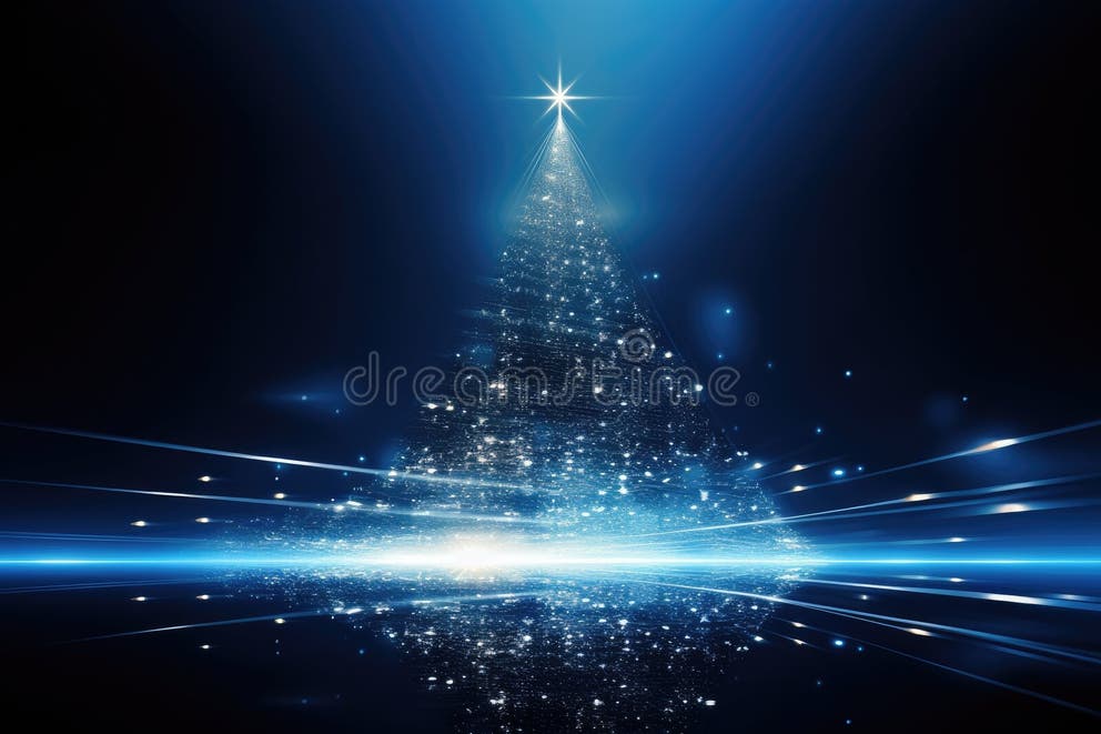Digital Technical Christmas Tree Glowing AI Generated Stock Photo ...