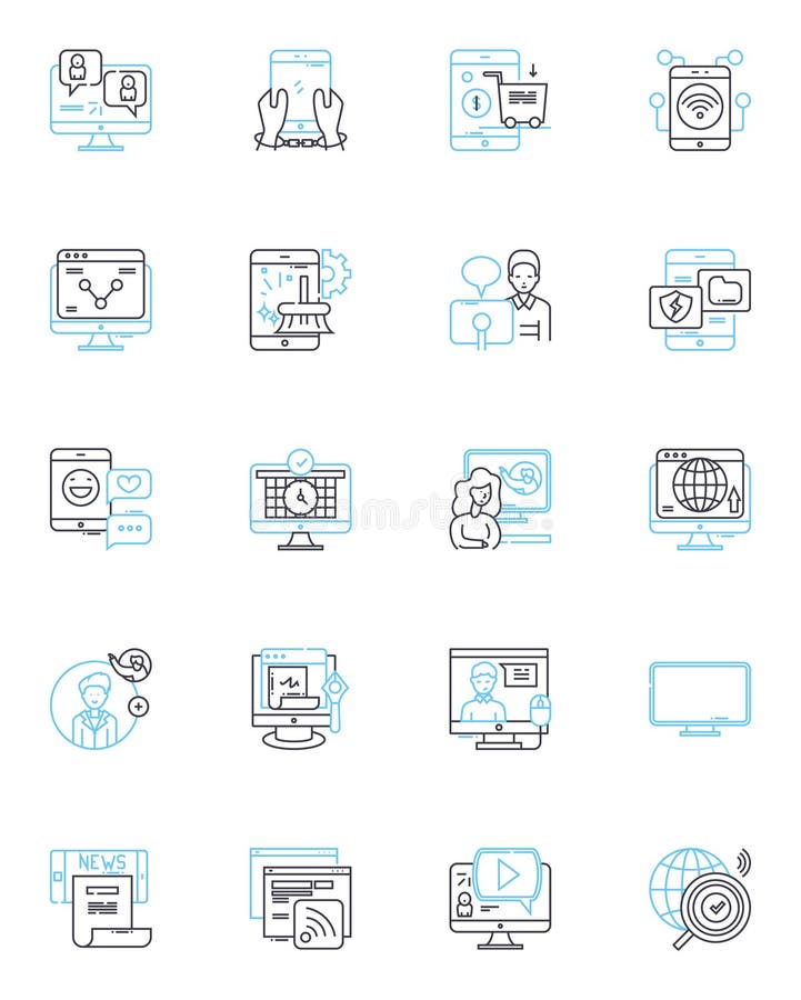 Digital Technique Linear Icons Set Algorithm Automation Big Data Blockchain Cloud Coding