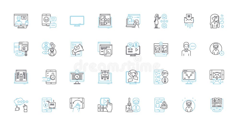 Digital Technique Linear Icons Set. Algorithm, Automation, Big Data, Blockchain, Cloud, Coding ...