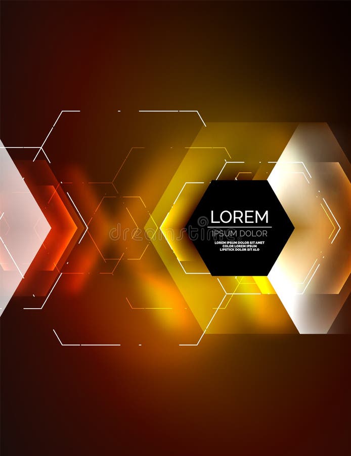 Digital Techno Abstract Background, Glowing Hexagons Stock Vector ...