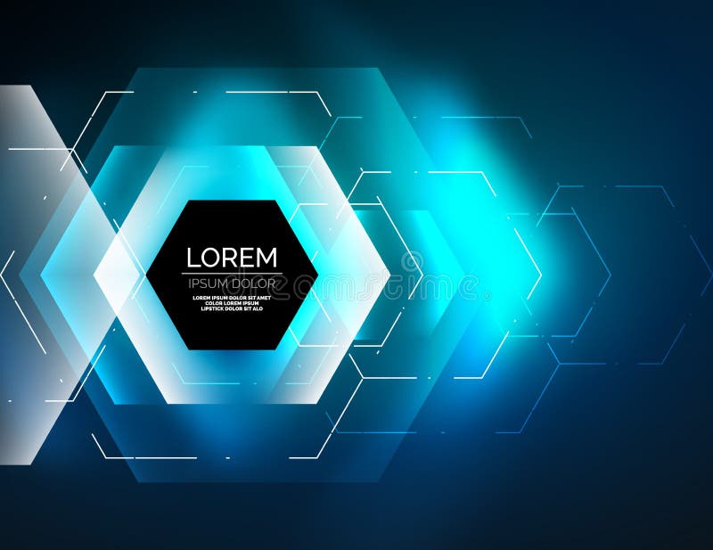 Digital Techno Abstract Background, Glowing Hexagons Stock Vector ...