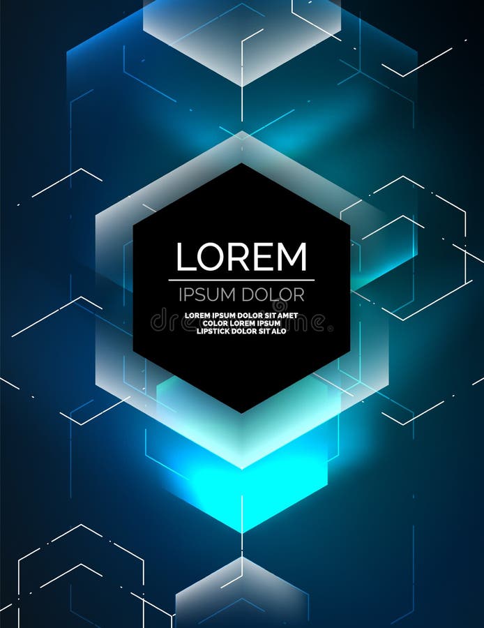 Digital Techno Abstract Background, Glowing Hexagons Stock Vector ...