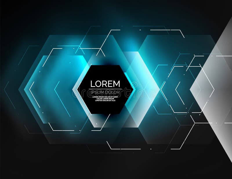 Digital Techno Abstract Background, Glowing Hexagons Stock Vector ...
