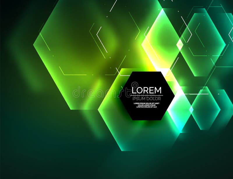 Digital Techno Abstract Background, Glowing Hexagons Stock Vector ...