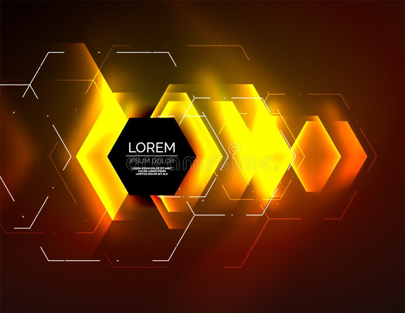 Digital Techno Abstract Background, Glowing Hexagons Stock Vector ...