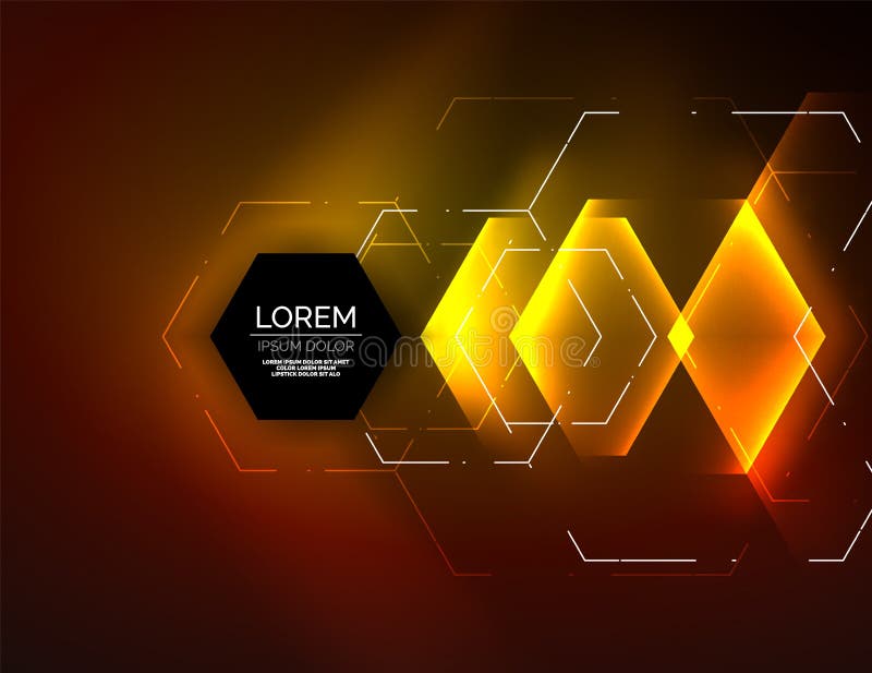 Digital Techno Abstract Background, Glowing Hexagons Stock Vector ...