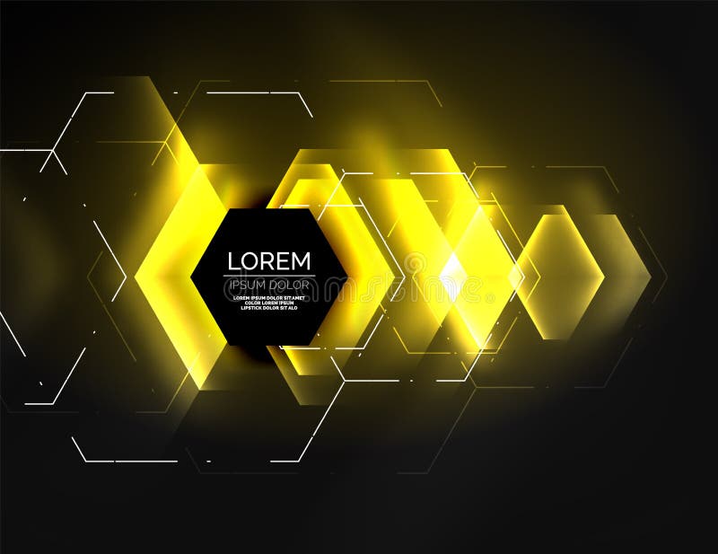 Digital Techno Abstract Background, Glowing Hexagons Stock Vector ...