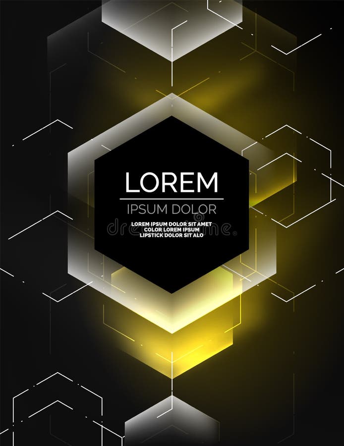Digital Techno Abstract Background, Glowing Hexagons Stock Vector ...