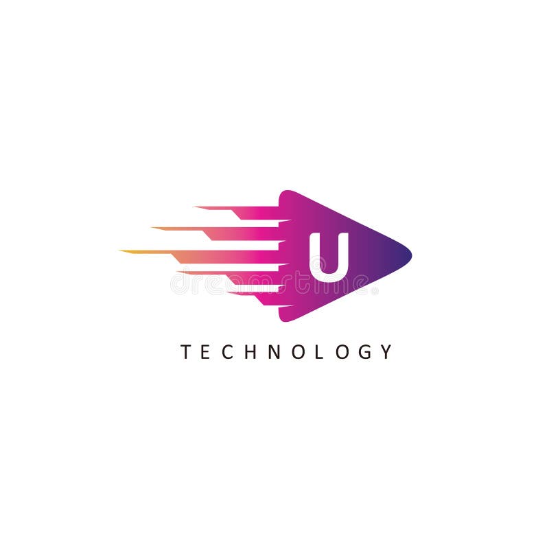 Digital Techno Play U Letter Logo Stock Illustration - Illustration of ...