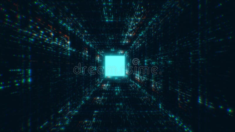 Digital Technologic Tunnel 3d Render Binary Code Particles Network Stock Illustration