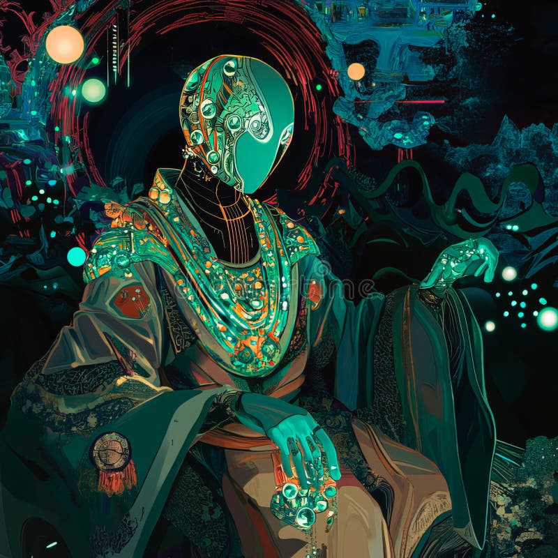 Digital Technologies of the Future. Portrait of a Cyberpunk Stock Photo ...