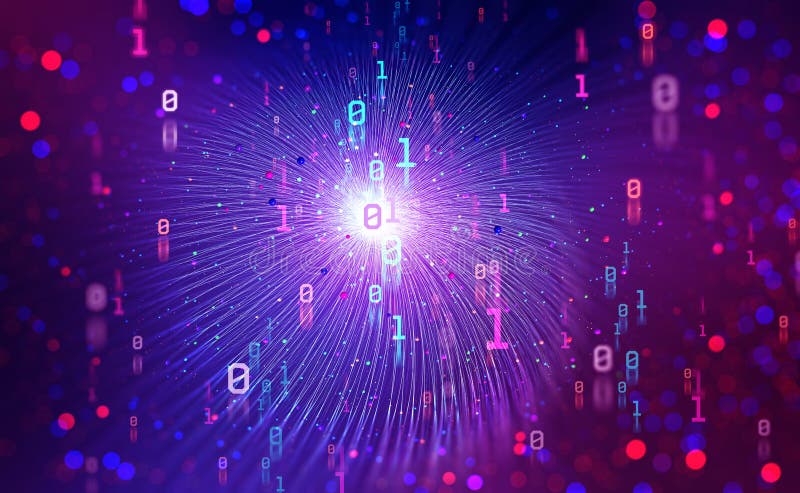 Binary Code Data Cloud Protection In The Network Stock Illustration