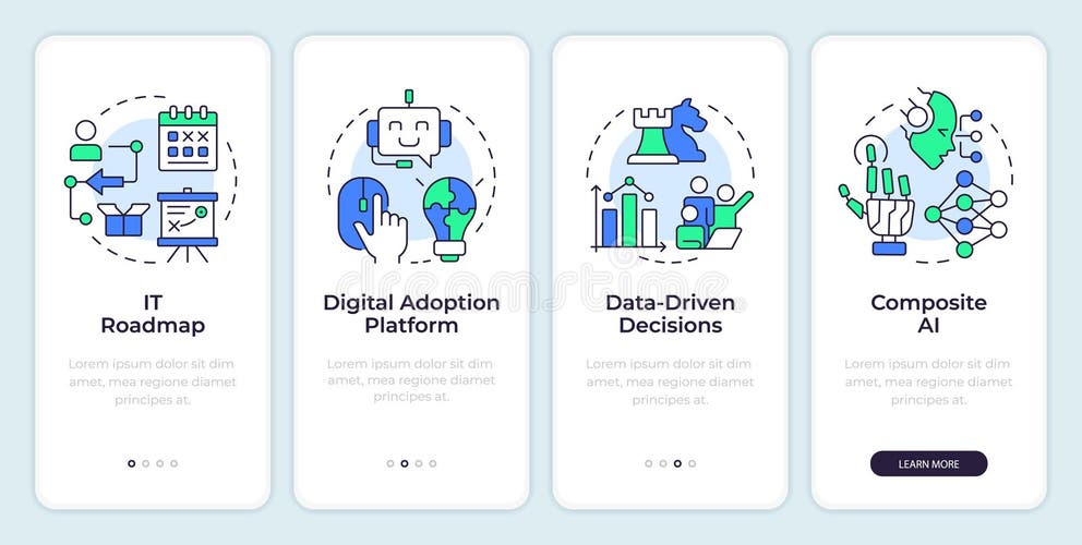 Digital Technologies Implementation Onboarding Mobile App Screen Stock Illustration ...