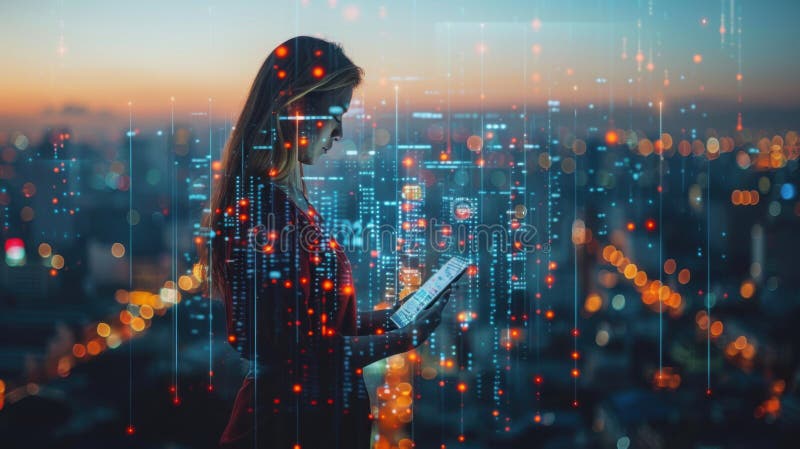 Digital Technologies, Internet Connection. a Girl with a Tablet Stock ...