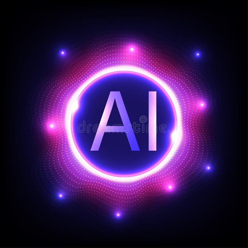 Digital Technology AI Background. Ring Circuit Technology Processor ...