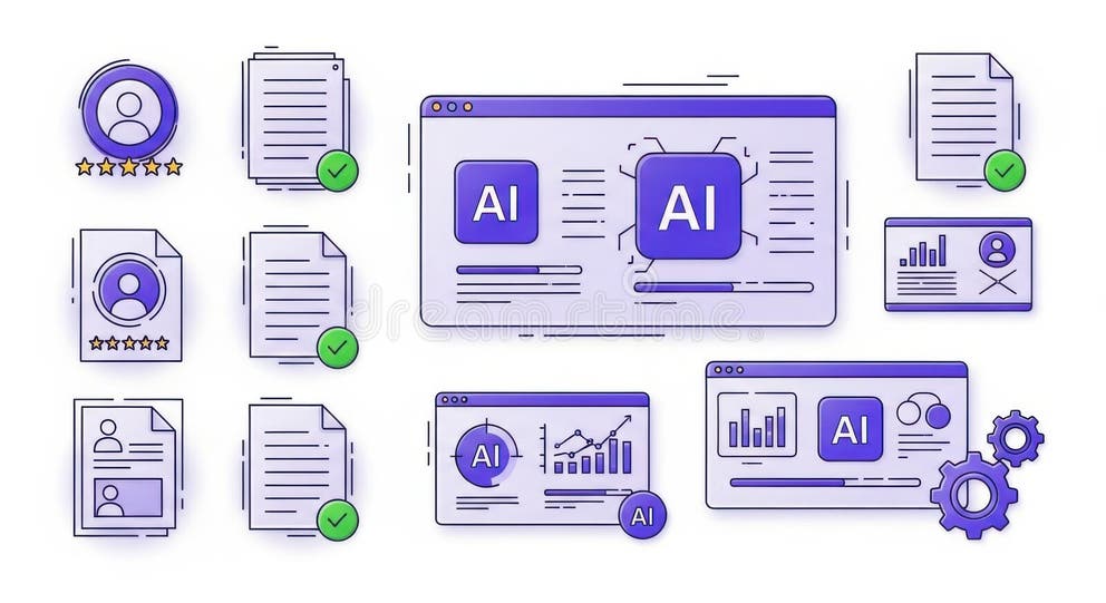 Digital Technology Ai Machine Learning Data Analysis Business Intelligence Workflow Icons Set ...