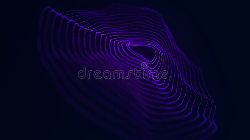 Digital Technology Background. Big Data Visualization. Dynamic Wave of Glowing Particles ...