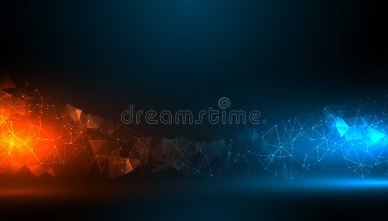 Digital Technology Background with Blue and Orange Light Effect Stock ...