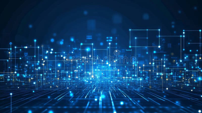 The Digital Technology Background Consists of a Square Blue Pattern ...