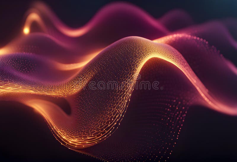 Digital Technology Background. Dynamic Wave of Glowing Points Stock ...